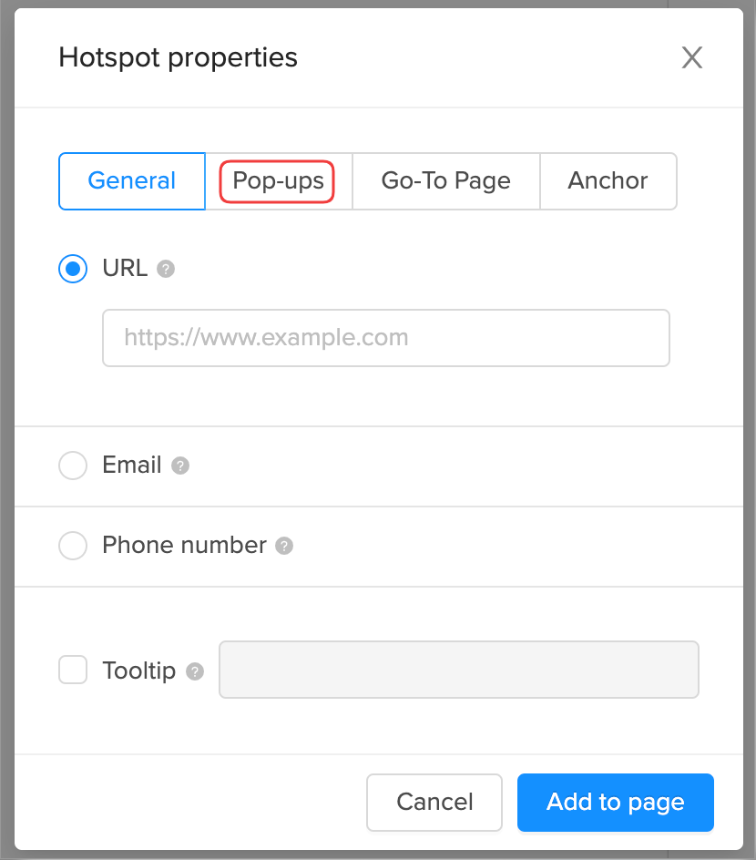 Create Web page pop-ups
